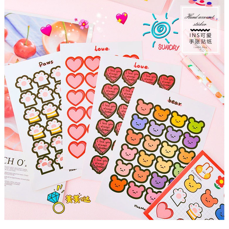 Hotwind Bentoy Milkjoy DIY Cute Pattern Bear Sticker NO.INSDIY | Shopee ...