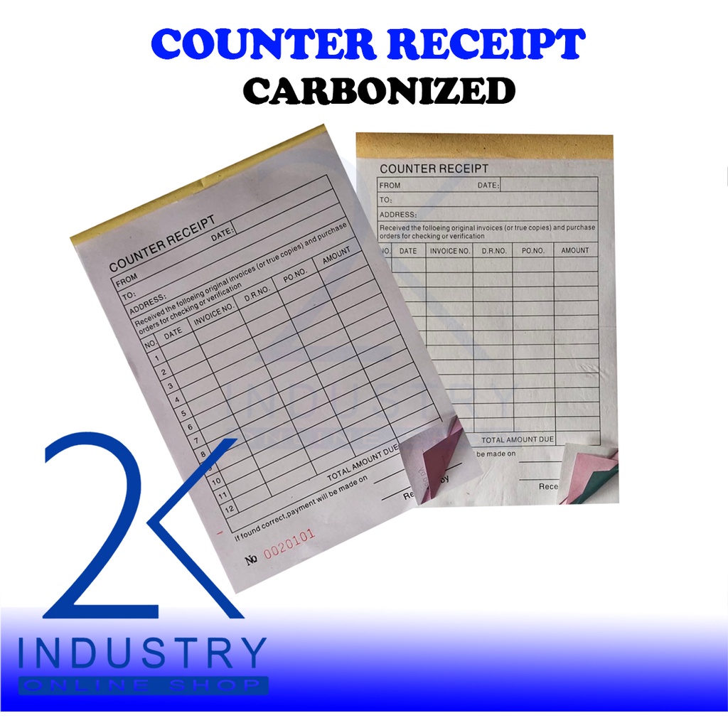 Counter Receipt carbonized 2 PLY or 3 PLY portrait (7x5inches) | Shopee ...