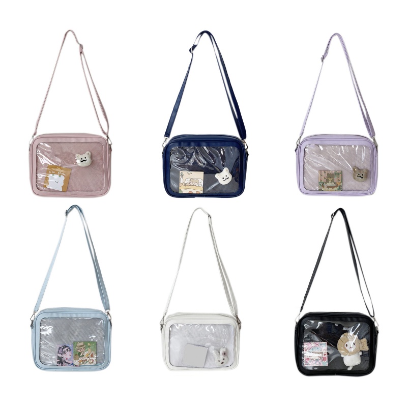 BST PU Leather Ita Bag with Clear PVC Crossbody Bags JK Japanese Style ...