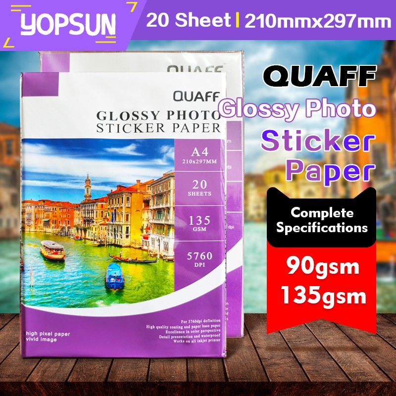 Glossy Photo Sticker Paper 90 / 135gsm A4 Quaff Brand | Shopee Philippines
