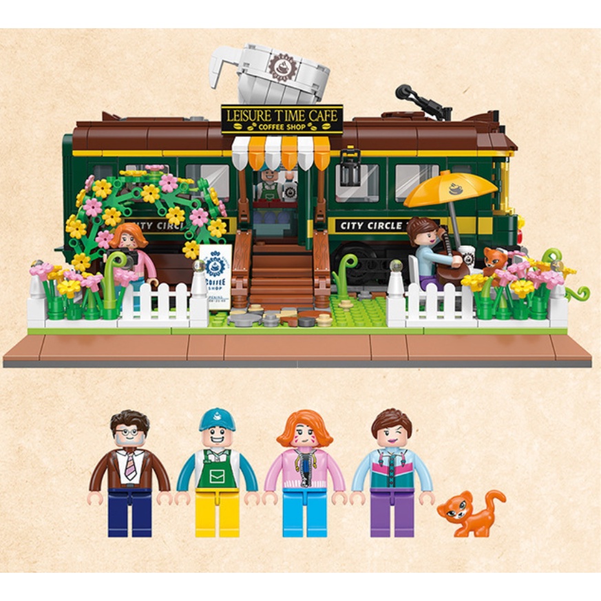 1081PCS MOC Micro Mini Train Coffee Shop House Restraunt Figure Model ...