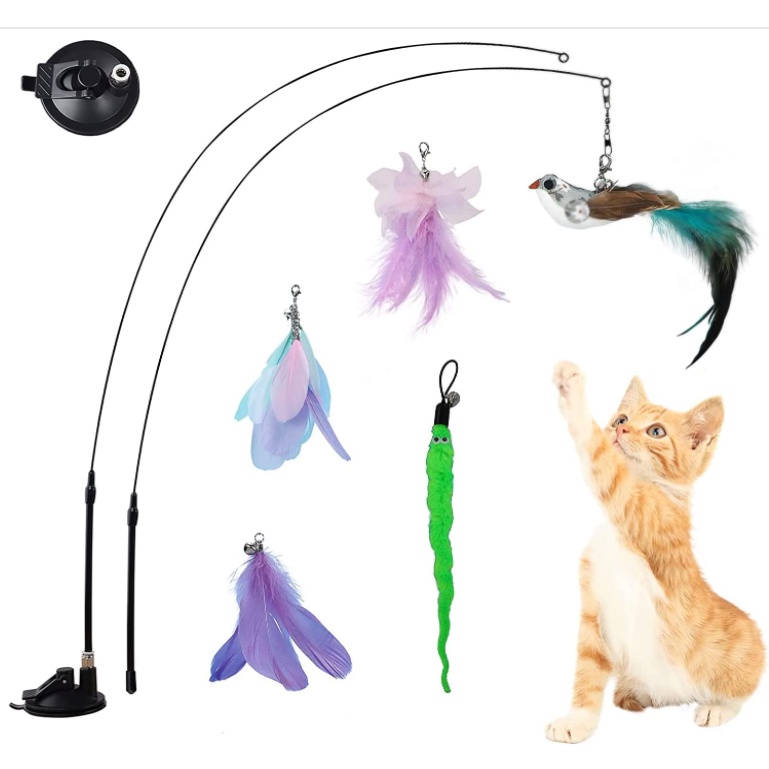 Set Cat Toys Interactive Cat Toy with Super Suction Cup Detachable ...