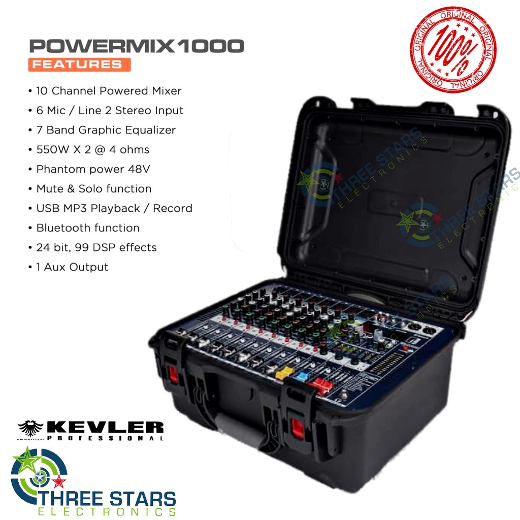 Kevler POWERMIX 1000 Portable Power Mixer 10 channel 7 band graphic ...