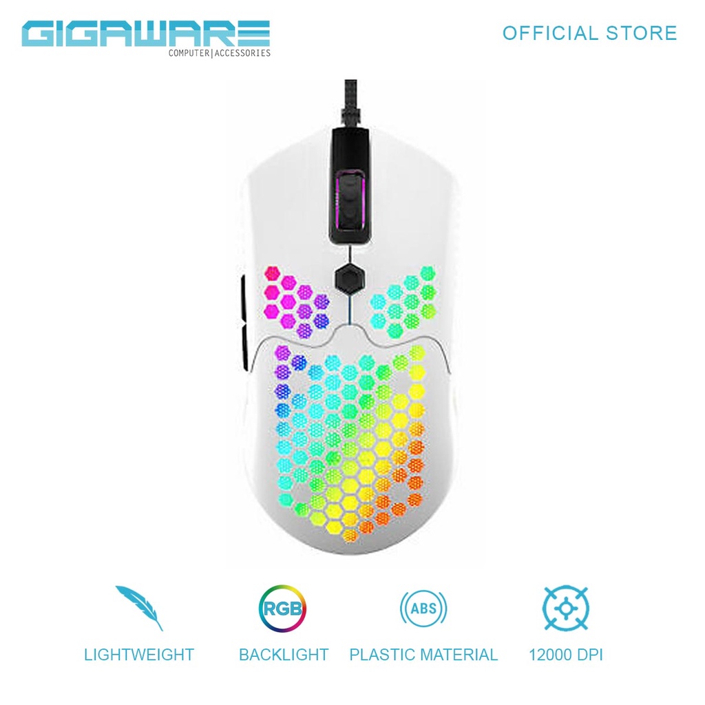 Gigaware M5 Lightweight Hollow Honeycomb Style RGB Wired Gaming Mouse ...