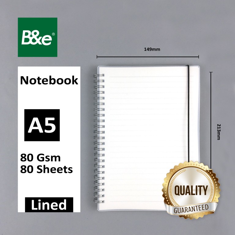 bnesos Stationary School Supplies PP Cover Notebook W/ Garter Steno Journal Notebook A5/B5/A4 ...