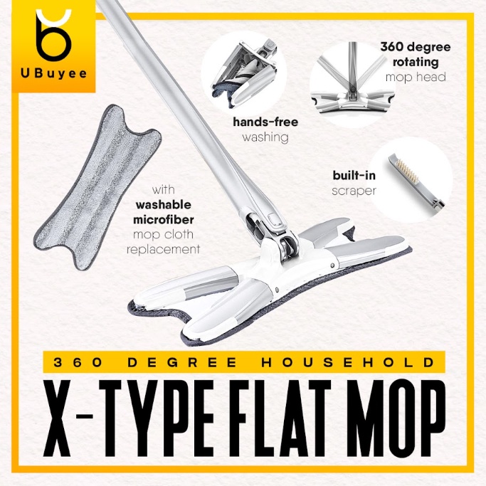 X-Type Floor Mop With Microfiber Pad Easy Self Squeeze Hand Free ...