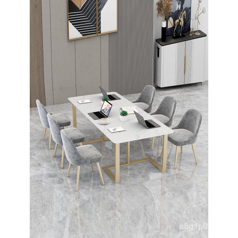 White Stone Plate2Rice Conference Table Marble Long Table Simple Desk ...