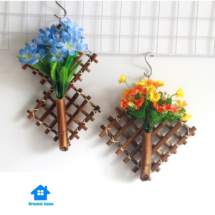Wall Mounted Hanging Bamboo Tube Flower holder Plant Pot Home Decor ...