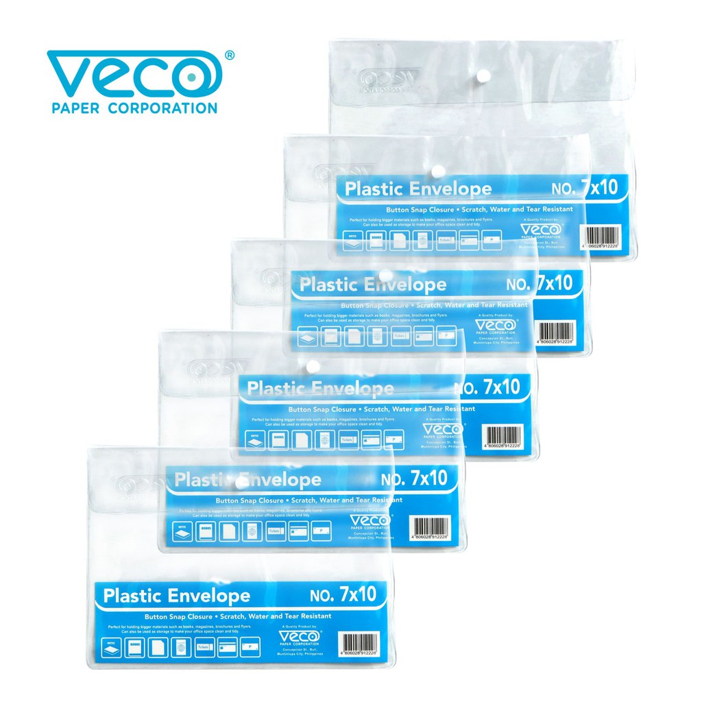 Veco Plastic Envelope 7x10 Clear (5pcs) | Shopee Philippines