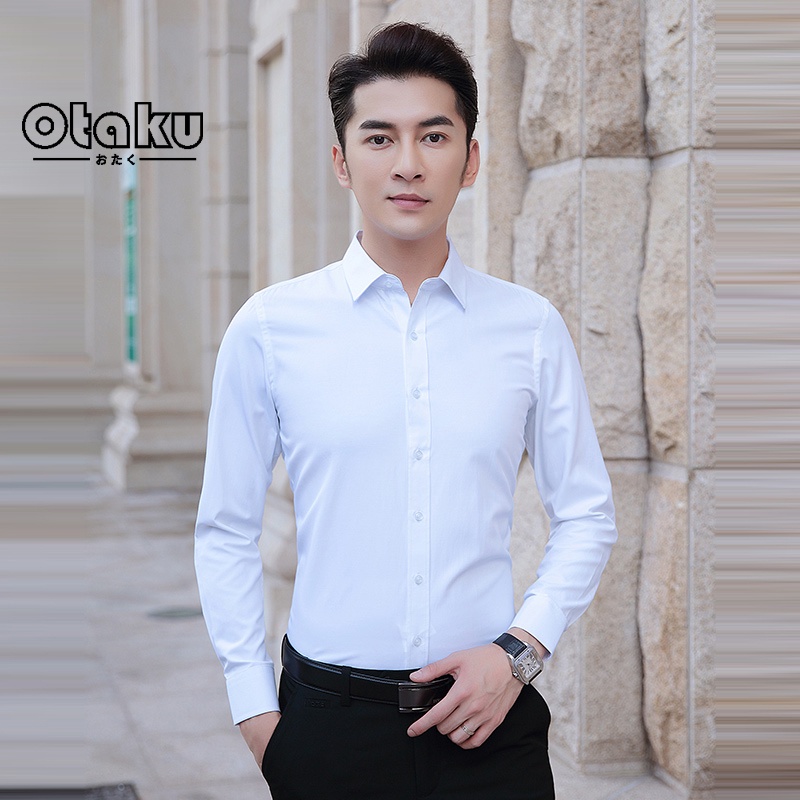 【OTAKU】 Men Shirt Long Sleeve Shirt Plus Size Business Formal Polo Shirt Men Long Sleeve For Men ...