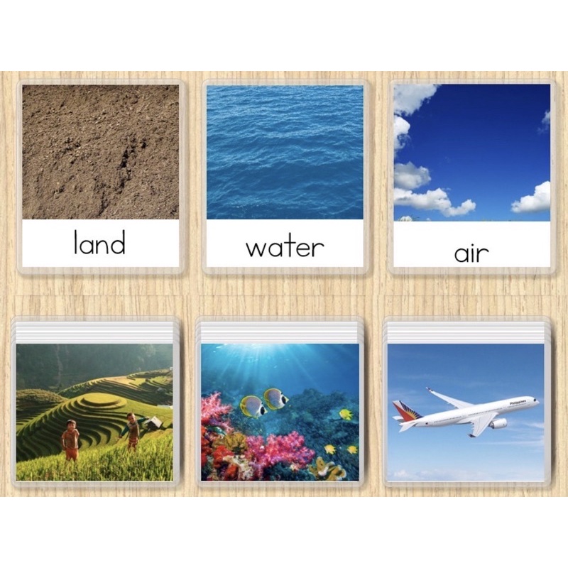 Montessori Sorting Cards - LAND WATER AND AIR - Set of 18 cards ...