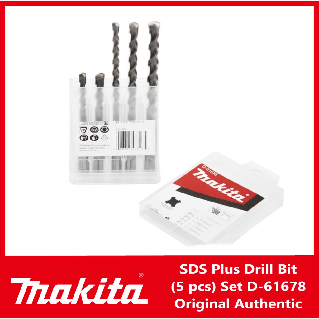 Makita Sds Drill Bit 5 Pcs Set D 61678 Original Authentic Shopee
