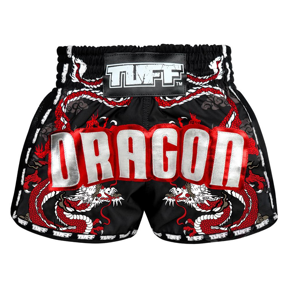 Muay Thai Boxing Shorts New Retro Style Black Chinese Dragon with Text ...