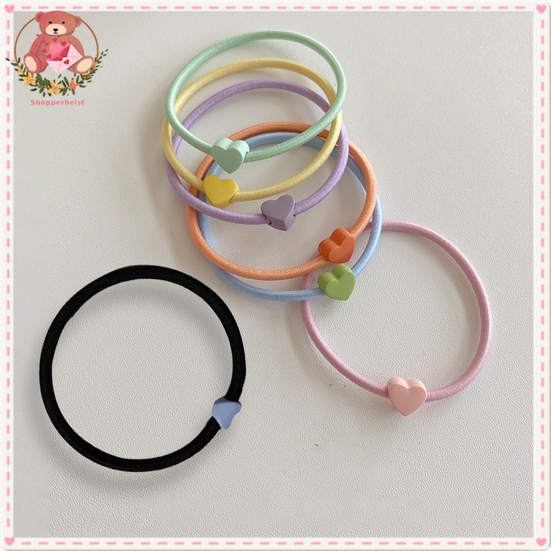 Korea Love Hair Ring Candy Color Simple Elastic Hair Rope Women Rubber ...