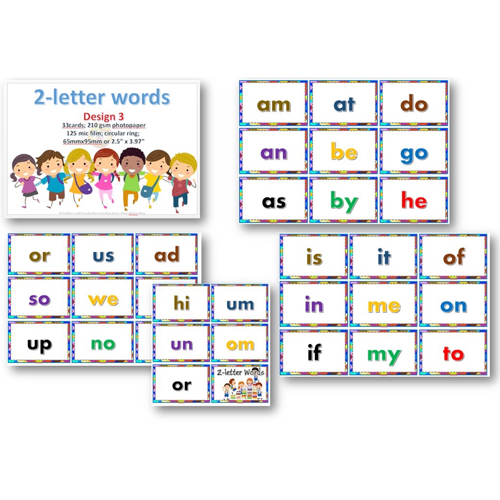 33 Two-letter Words Flashcards | 70mmx100mm | Laminated | Reading ...