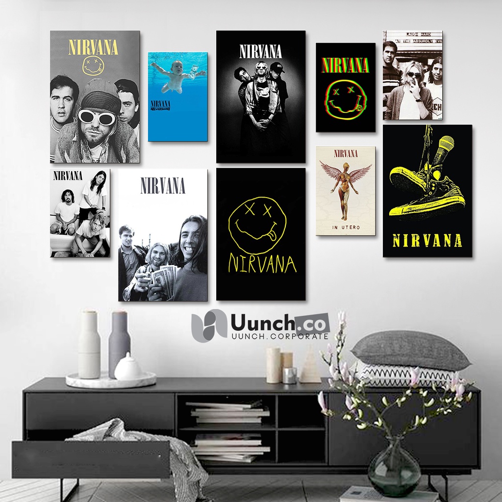 HIASAN DINDING Wall Hanging Poster Kayu Wall Decor Nirvana Poster Kurt ...