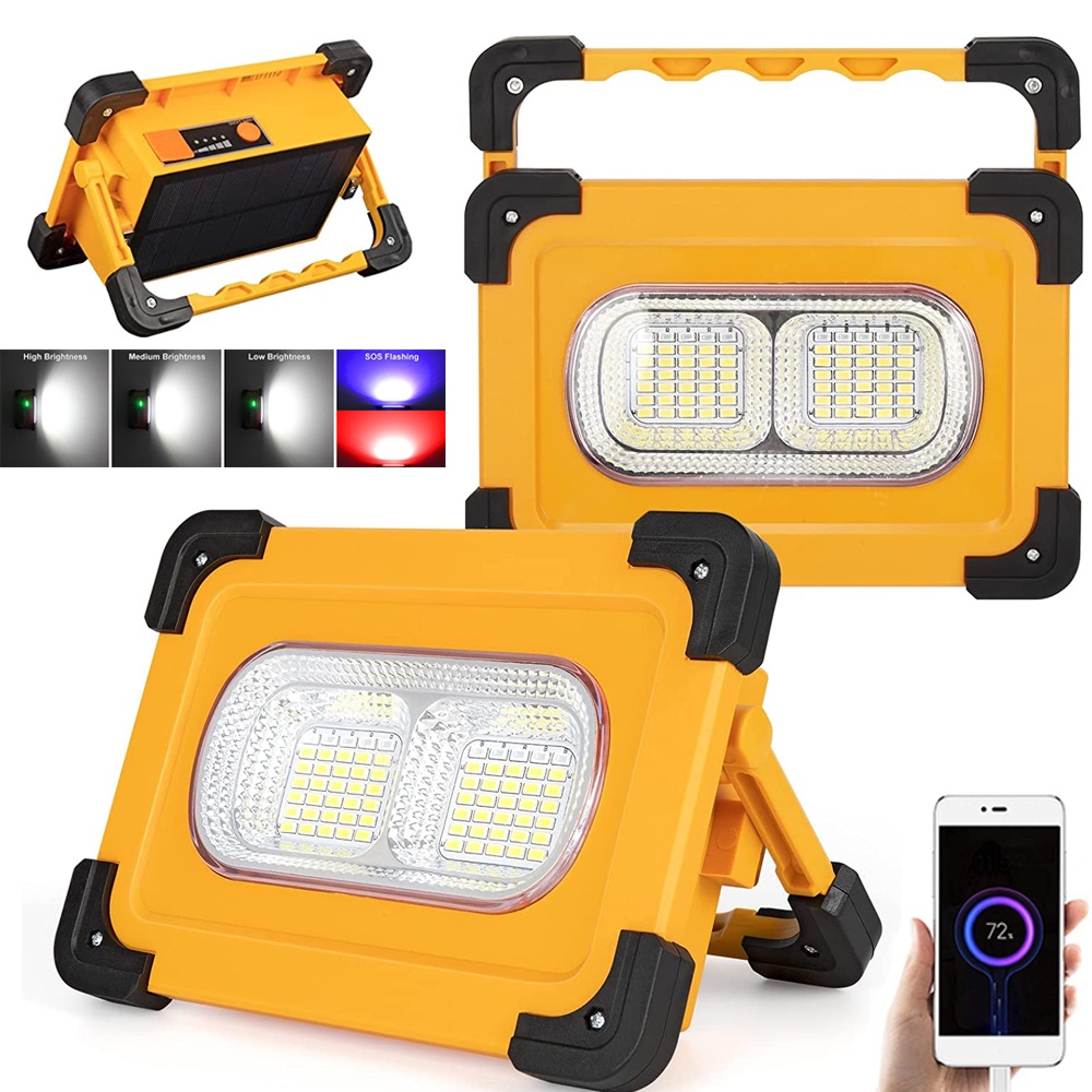 Portable LED Solar Work Light USB Rechargeable Lanterns Magnetic Flood ...