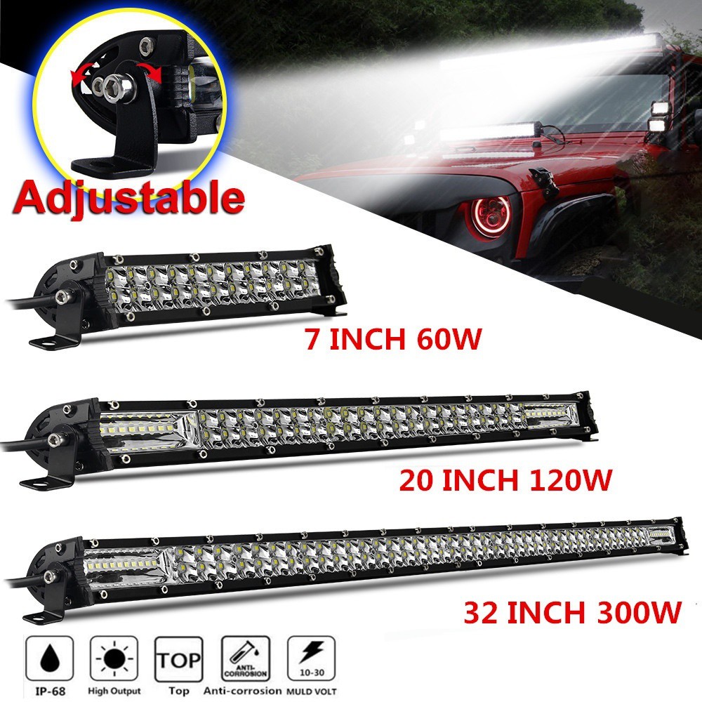 32 Inch LED Light Bar Spot Flood 60W 180W 300W Led Bar 4x4 for ATV SUV ...