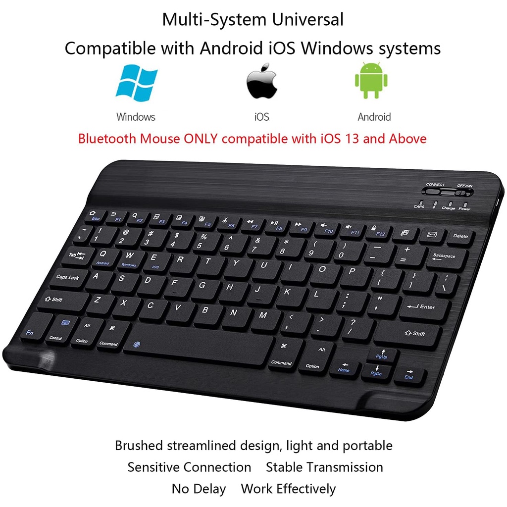 Popcorn 10 Inches Keyboard and Mouse Set Wireless Slim Portable ...