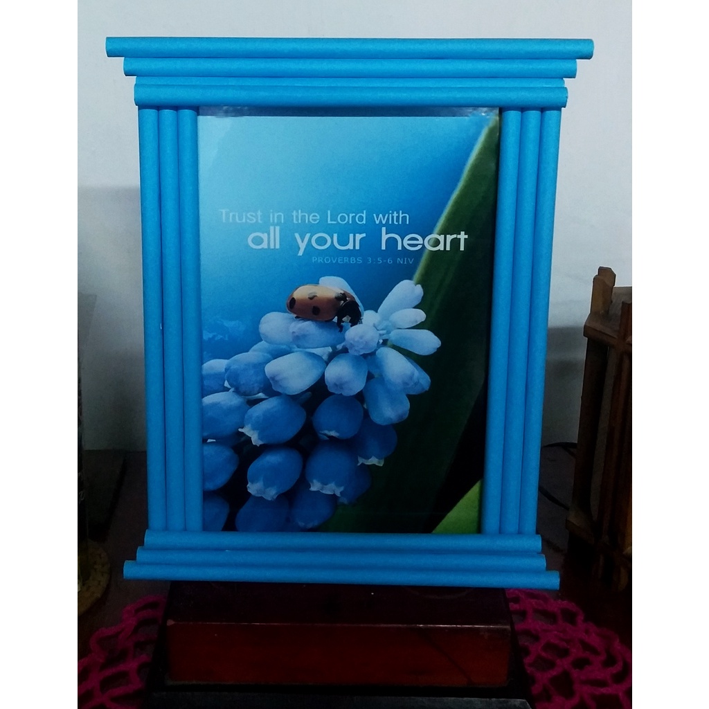 Photo Frame Sky Blue with Bible Verse Inspired 8R Size | Shopee Philippines