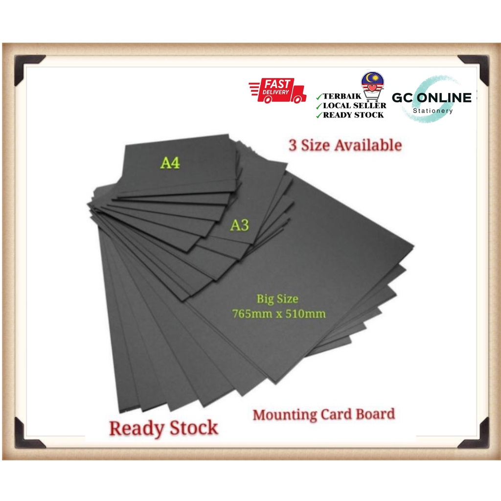 A4 / A3 / 20"x30" Mounting Board Hard / Mounting (Front Black Color ...