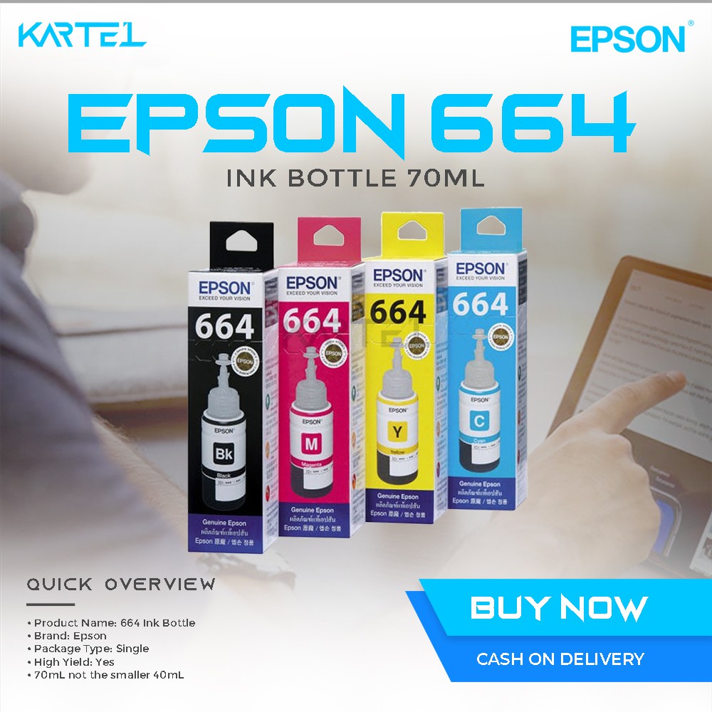 EPSON 70ml Original T664 Ink Bottle | Epson Genuine T664 Ink | Shopee ...