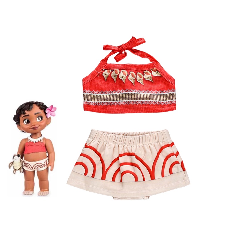Moana Costume for Kids Cosplay Conch Shell Crop Top Skirt Set | Shopee ...