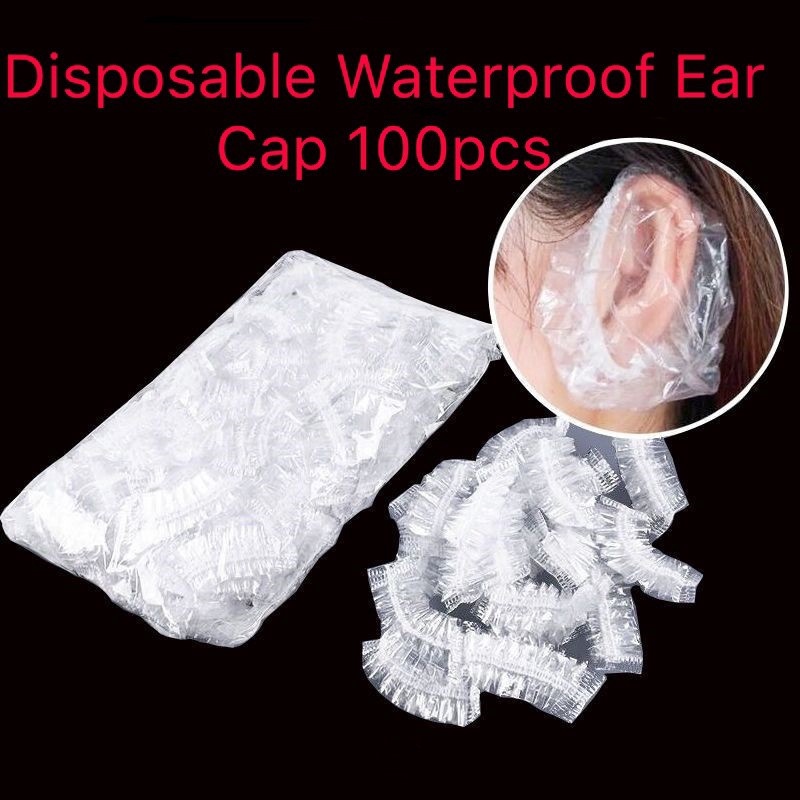 100 PCS Disposable Ear Covers Caps Earmuffs for Hair Dye Shower Bathing ...