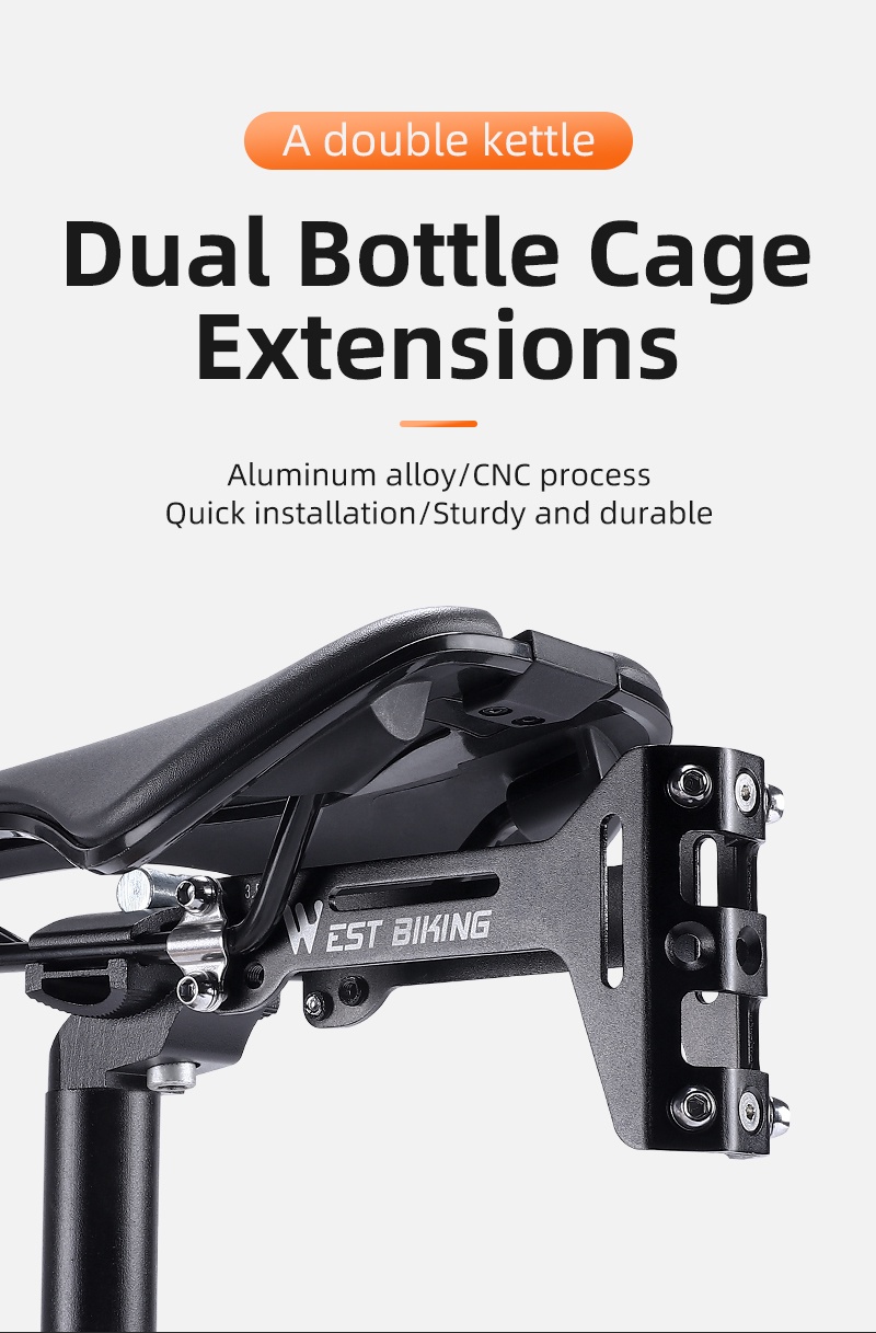 WEST BIKING Aluminum Alloy Bicycle Saddle Extension Holder Water Bottle ...