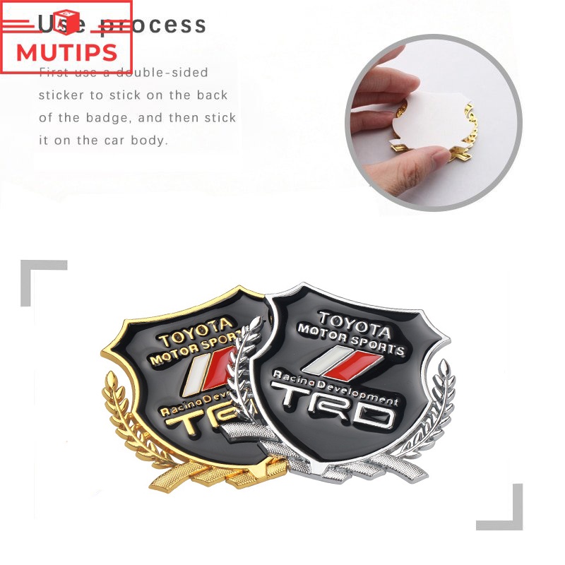 Toyota TRD 2Pcs Car 3D Metal Sticker Wheat Badge Logo For Wigo Innova ...