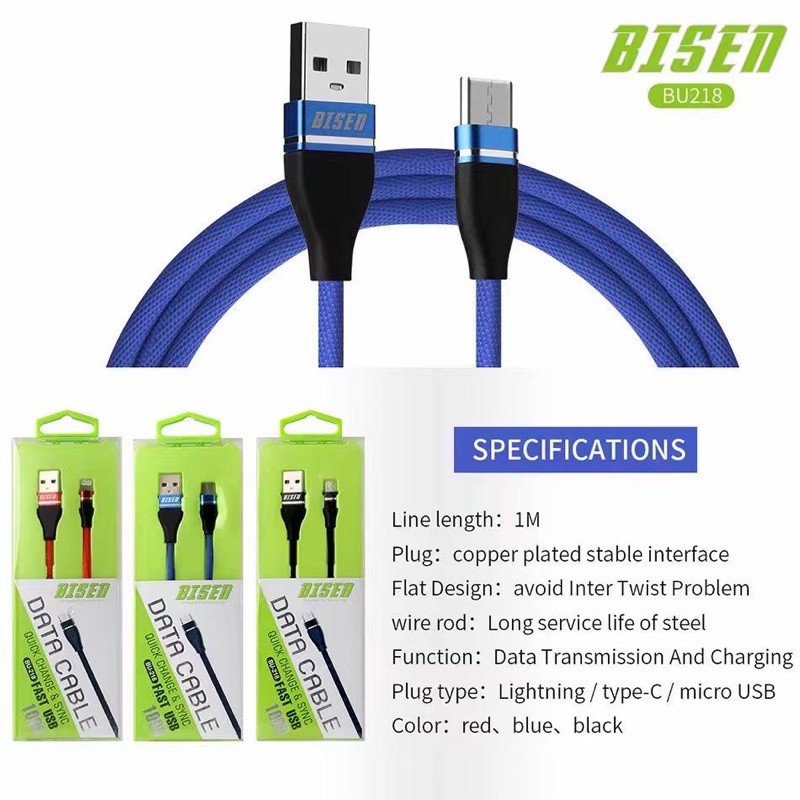 BU-218 2.4A Fast Charging Data Cable Compatible with Android IPhone ...