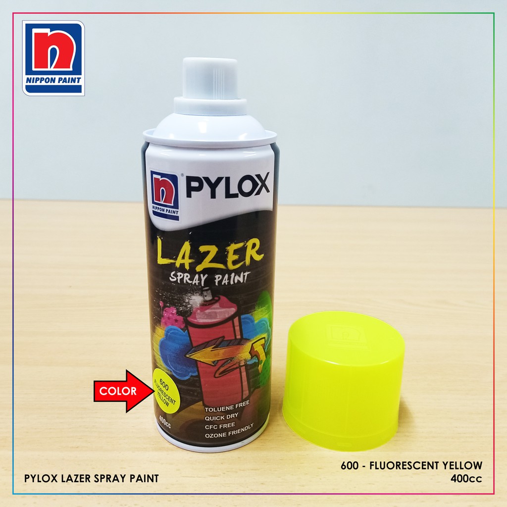 Pylox Lazer Spray Paint Fluorescent Yellow PLZ600 400cc Nippon | Shopee ...