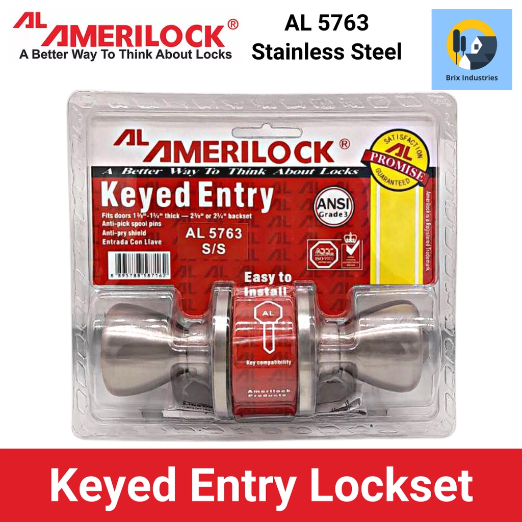 Amerilock Entrance Lock Stainless Steel AL5763 SS Keyed Entry Door Knob ...