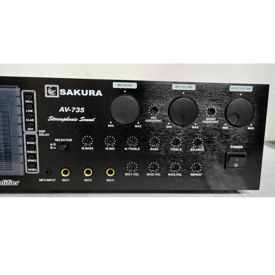 2021 Original SAKURA AV-735 700W - 1300W 4 / 8 Ohms Karaoke Mixing Professional Amplifier Audio ...