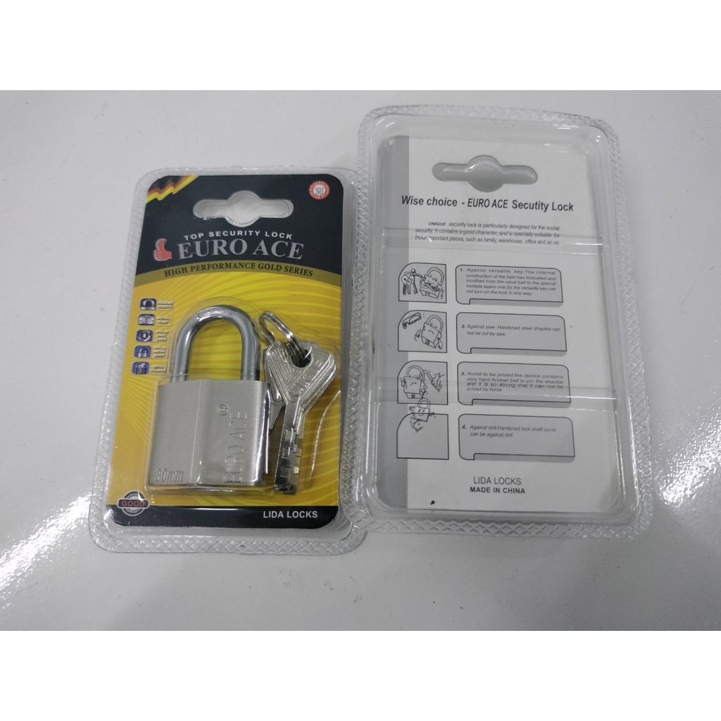 EURO ACE High Quality Hardened Steel Padlock LONG/SHORT(1SET/3KEY)(2015 ...