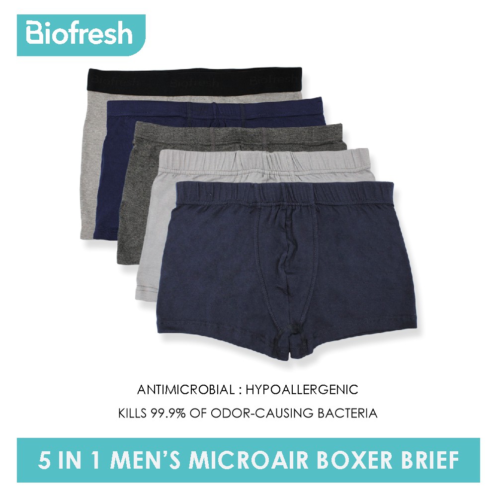 Biofresh Men’s OVERRUNS Cotton Breathable Boxer Brief 5 pieces in 1 ...