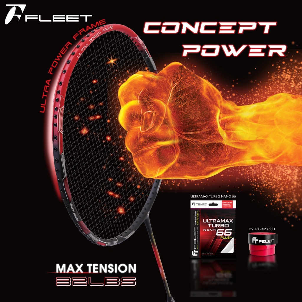 Fleet Concept Power Free String&Grip Racket Badminton Racket Raket ...