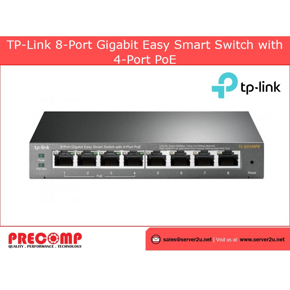 TP-Link 8-Port Gigabit Easy Smart Switch with 4-Port PoE (TL-SG108PE ...
