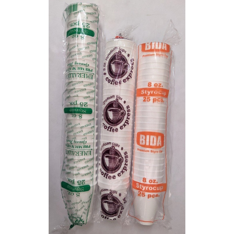 Disposable Coffee cup 8 oz STYROCUP 25 pcs per bundle | Shopee Philippines