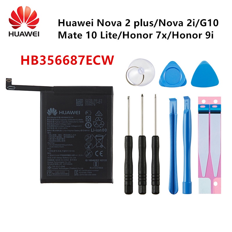 Hua Wei 100% Orginal HB356687ECW 3340mAh Battery For Huawei Nova 2 plus/Nova 2i/Huawei G10/Mate ...