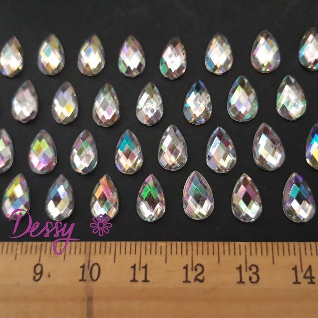 10x6mm Teardrop Rhinestones AB Silver Bottom 50 pcs - Dessy The Gift ...