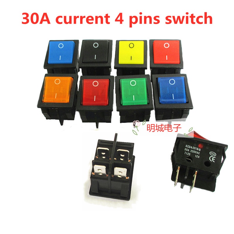 2pcs 30A high current rocker switch 4 Pins 2 gear light KCD4 electric ...