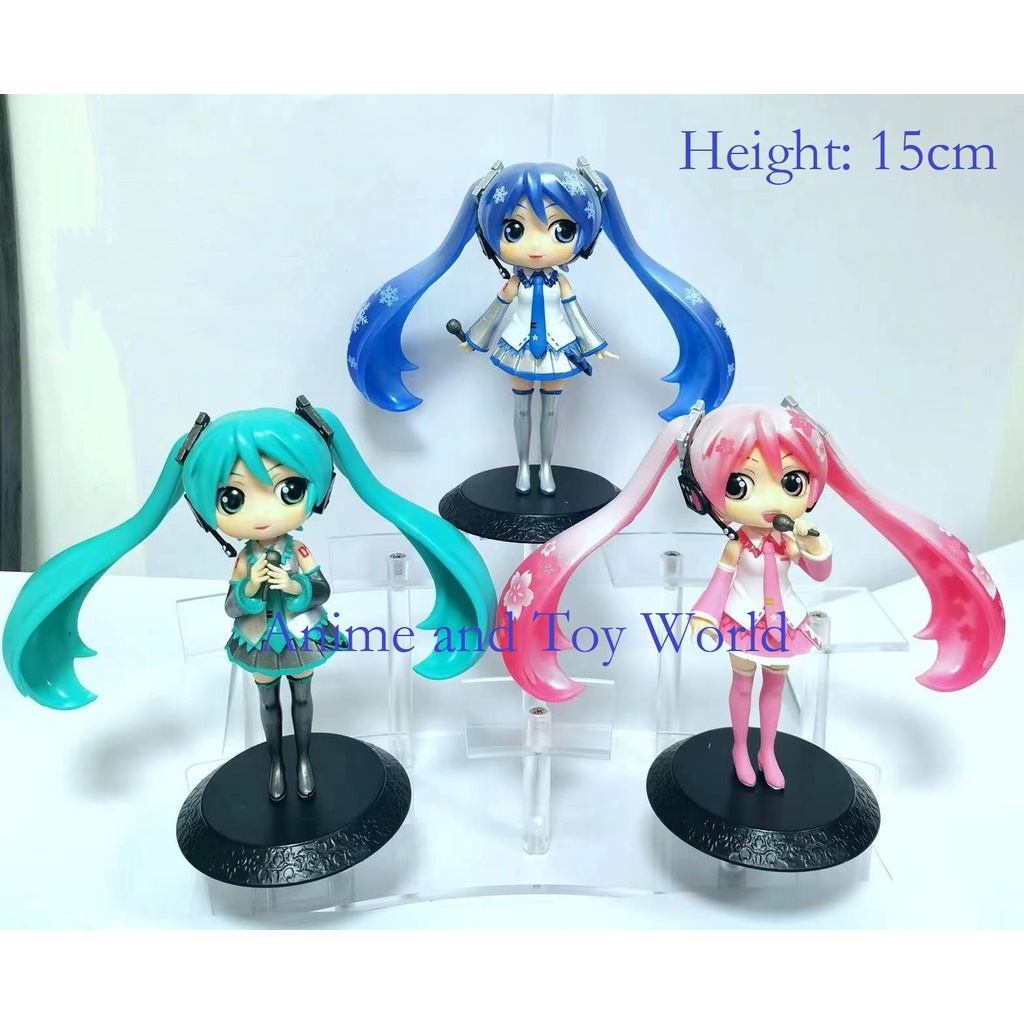 Qposket Hatsune Miku Pink Blue Green Color Nendoroid Version ...