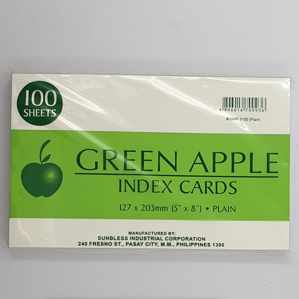 Green Apple Index Card (Plain White) (100 Sheets) | Shopee Philippines