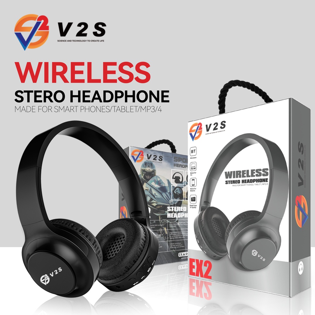 V2S EX2 Wireless Bluetooth Stereo Headphone Soft Silicone Head Beam ...