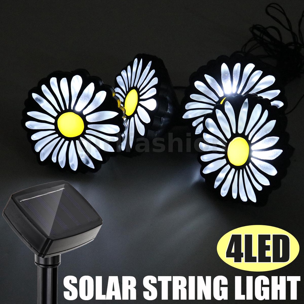 4pcs Solar Powered Garden Daisy Lights Waterproof LED Outdoor Patio ...