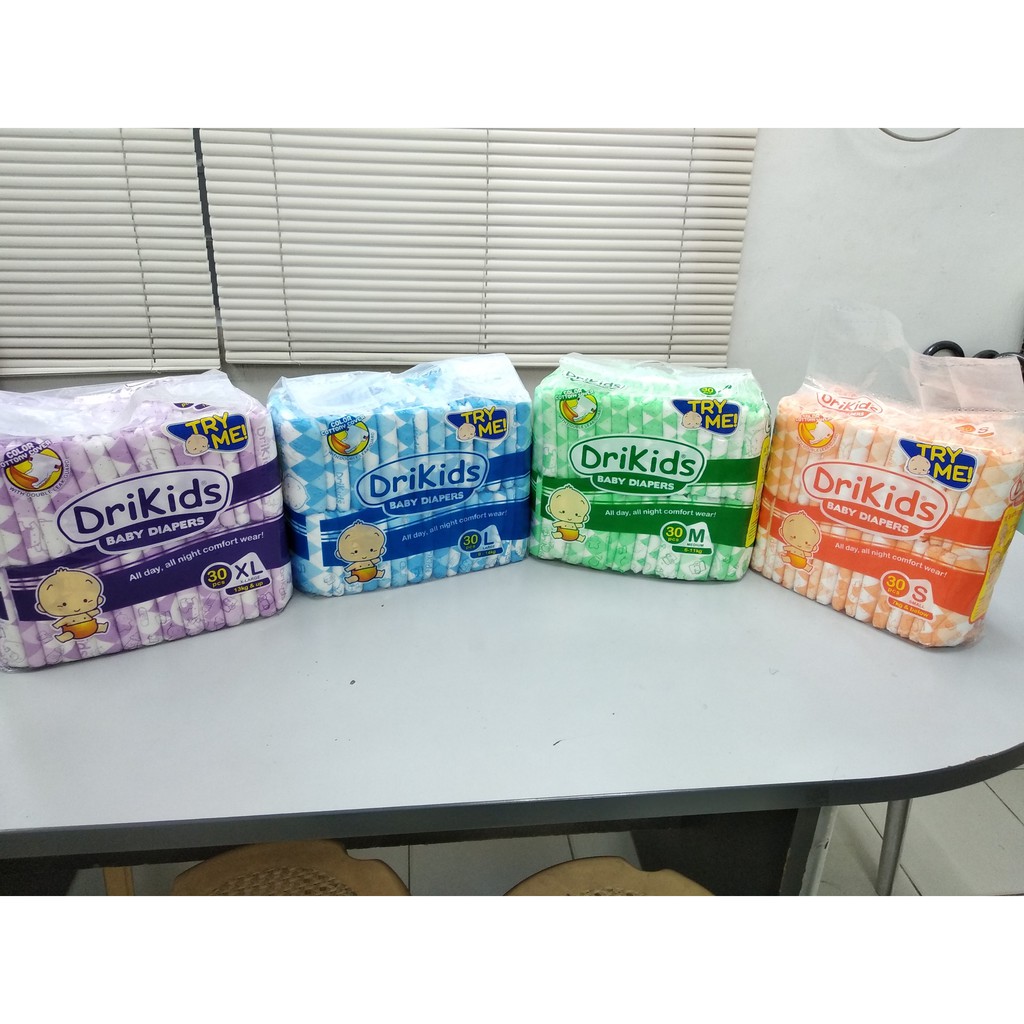 (30 pcs.) baby diaper disposable ( S,M,L,XL) tape type DRIKIDS Magic ...