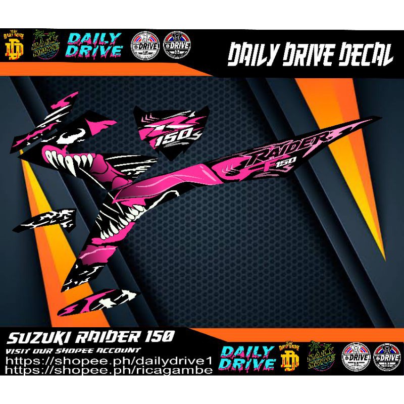 Suzuki Raider 150 Fi Decal Sticker (shark pink decal Sticker) | Shopee ...