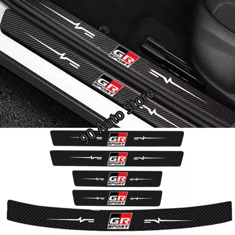 GR Sport Logo Car Emblem Door Sill Protector Trunk Bumper Strip Sticker ...