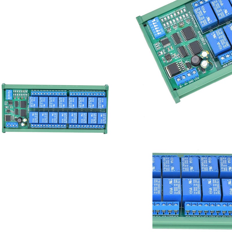 Dc 12v Din35 16 Ch Rs485 Relay Module Modbus Rtu Uart Control Switch Board For Plc Ptz Camera